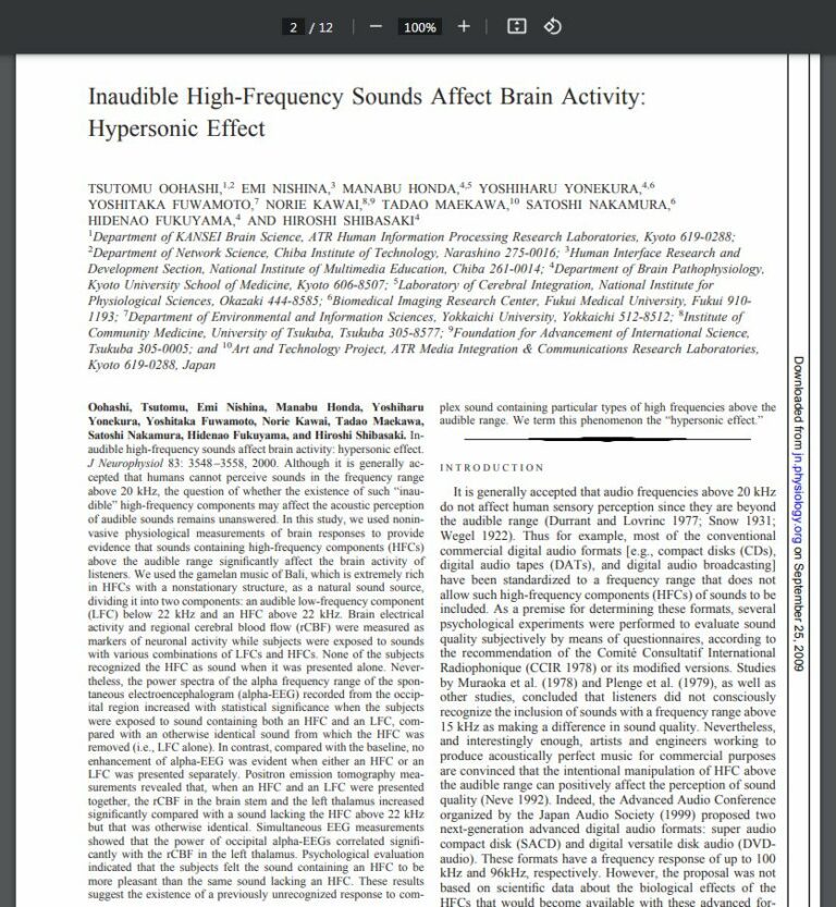 Biological Effects of High Frequency Sound - soundQuality org